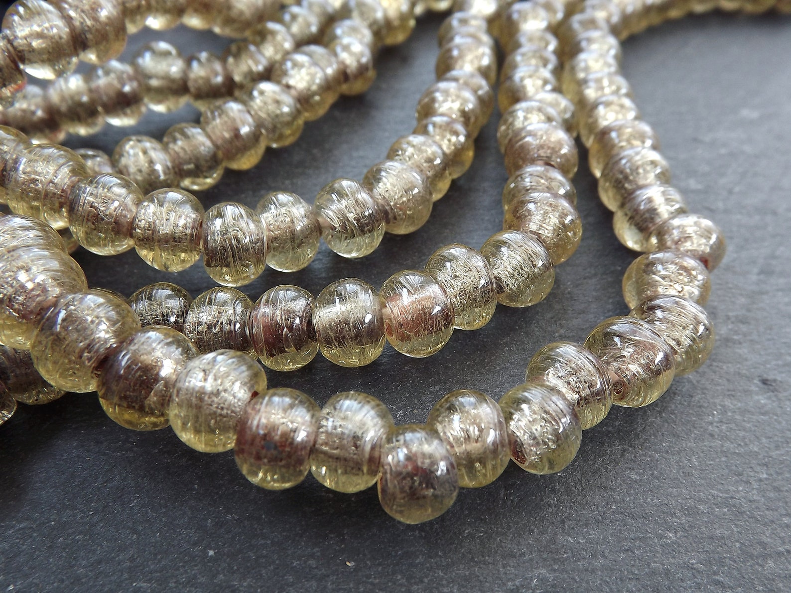 Beige Clear Rustic Glass Bead, Traditional Turkish Artisan Handmade ...
