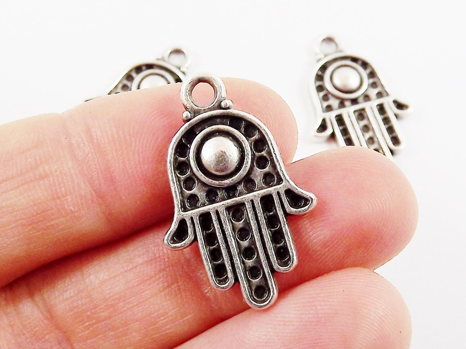 Hamsa Charms Hand of Fatima Dome Accent Ethnic Bracelet Charm Hamza ...