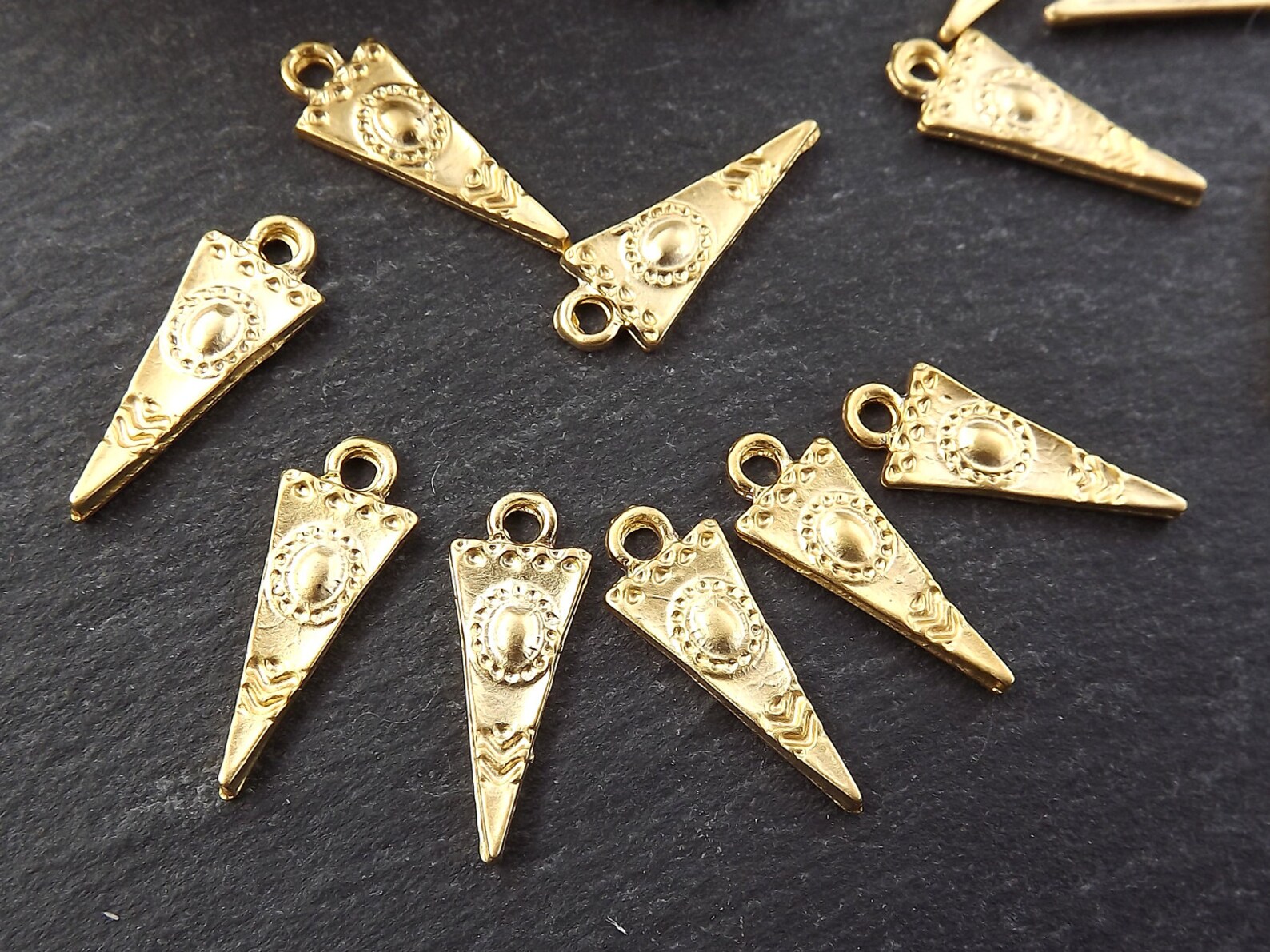 10 Mini Tribal Triangle Spike Charms Gold Charms Gold - Etsy