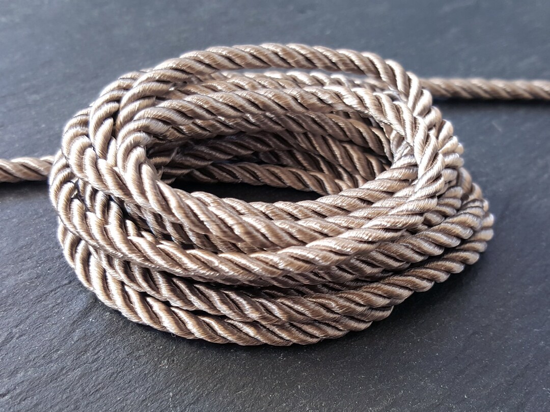 3.5mm Antique Beige Twisted Rayon Satin Rope Silk Braid Cord - 3 Ply ...