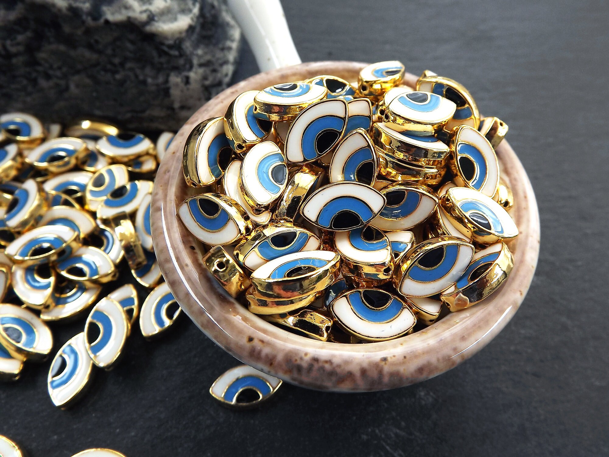 Evil Eye Beads Blue Evil Eye Enamel Evil Eye Bead Bead | Etsy