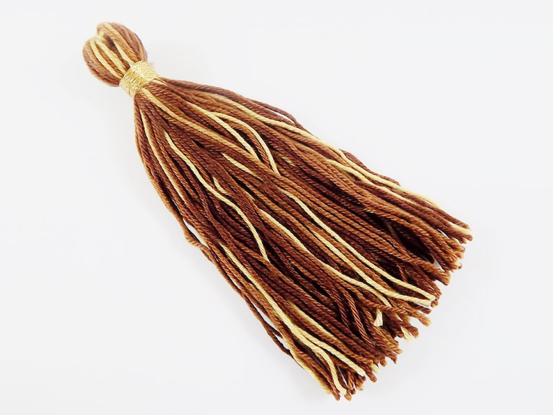 Long Brown Multi Color Handmade Cotton Wool Thread Tassel - 4.5 Inches ...