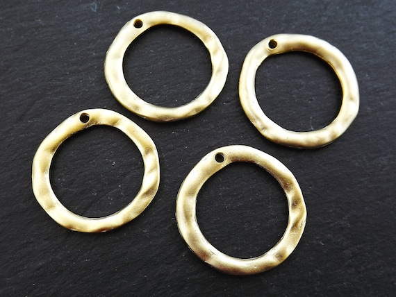 Gold Loop Charms Organic Ring Charms Round Loop Flat Loop - Etsy