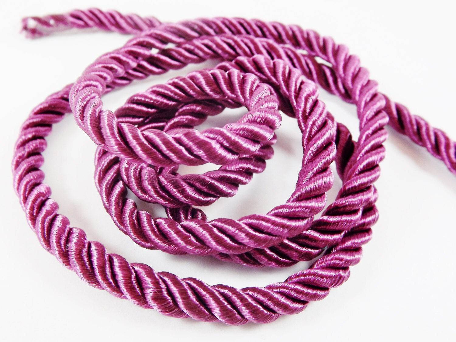 Purple Wine 5mm Twisted Rayon Satin Rope Silk Braid Cord - 3 Ply Twist ...