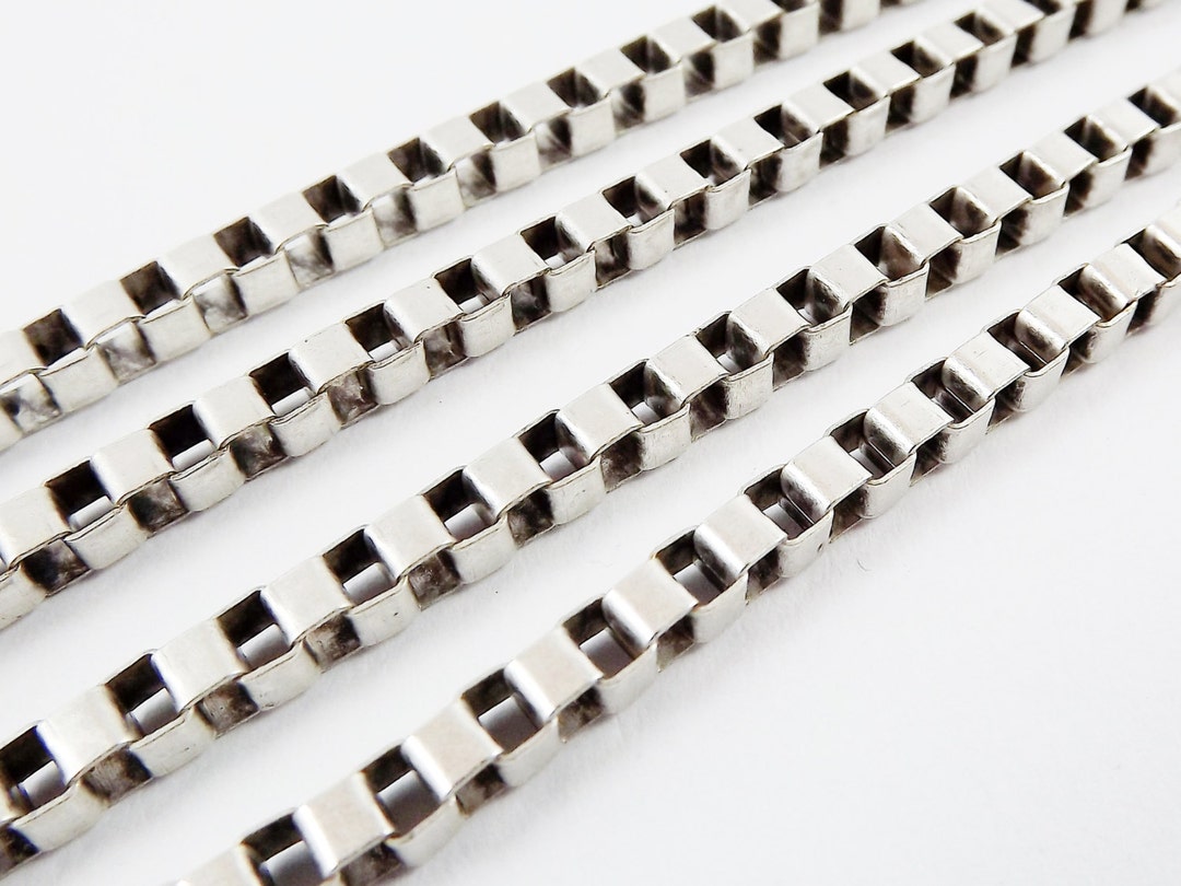 Large Chunky Venetian Box Chain - Matte Antique Silver Plated - 1 Meter ...
