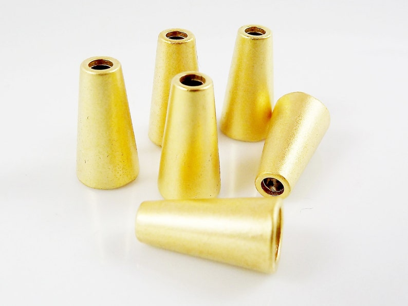 6 Plain Simple Cone Bead End Caps 22k Matte Gold Plated - Etsy