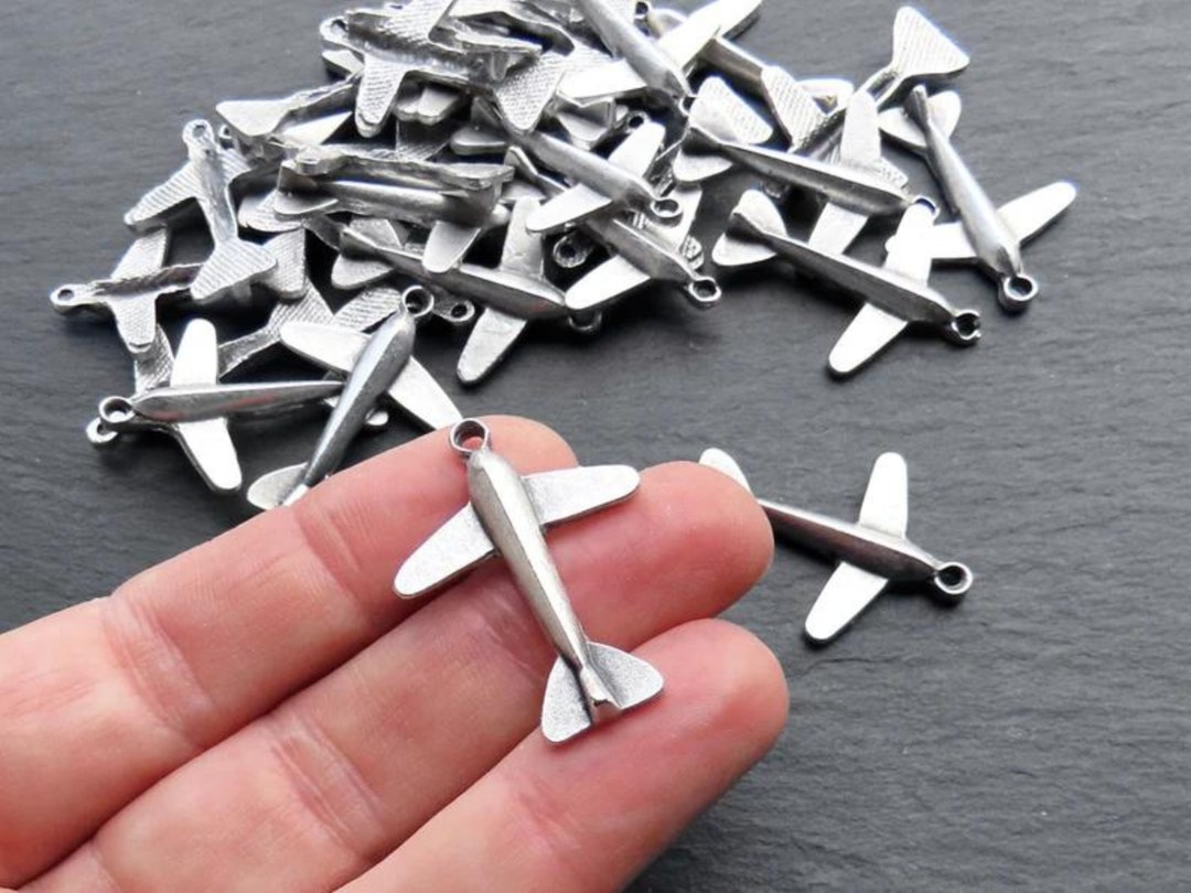 Airplane Jet Plane Charm Pendant, Traveler Pilot Air Hostess Gift Idea ...