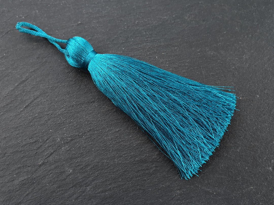 Ocean Blue Silk Tassel Braided Loop, Handmade High Quality Thick ...