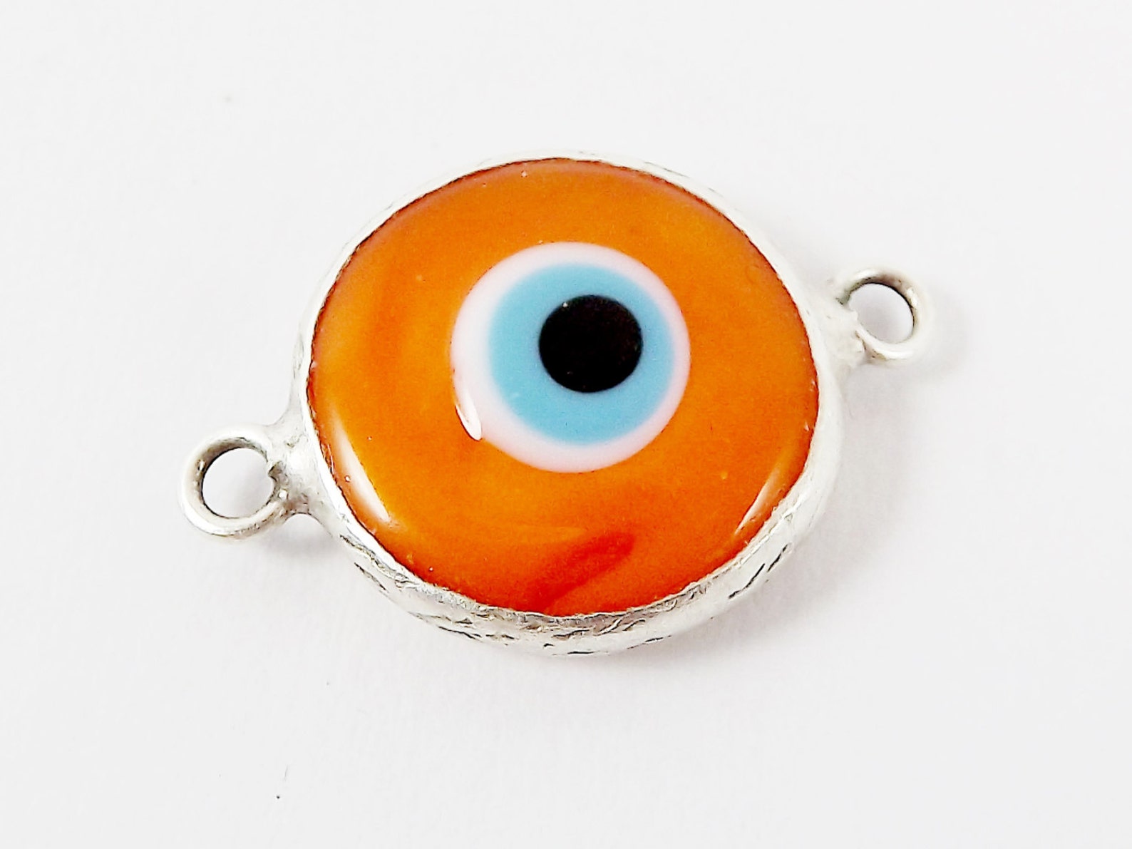 Orange Evil Eye Round Artisan Handmade Glass Connector Matte - Etsy