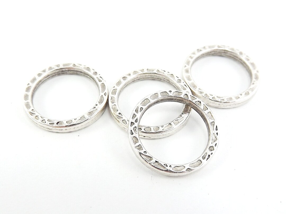 22mm Textured Round Ring Closed Loop Pendant Connector - Matte Antique ...