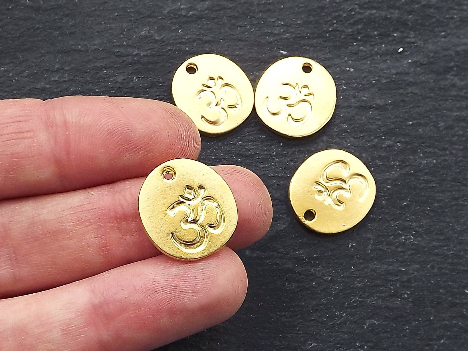OM Charms Small Om Pendant Om Aum Symbol Coin Disc Charms - Etsy
