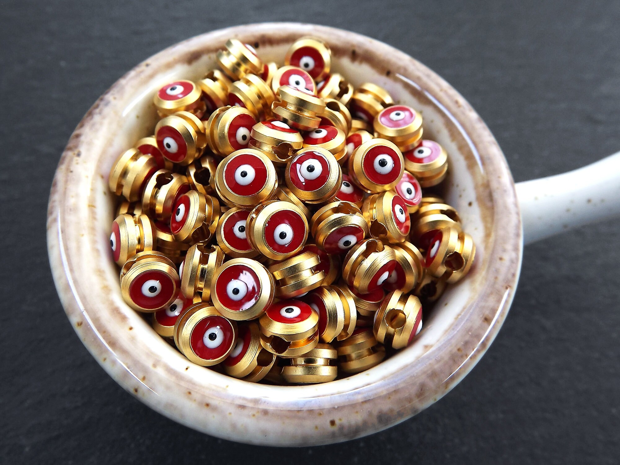 Evil Eye Beads Red Evil Eye Enamel Evil Eye Bead Bead | Etsy