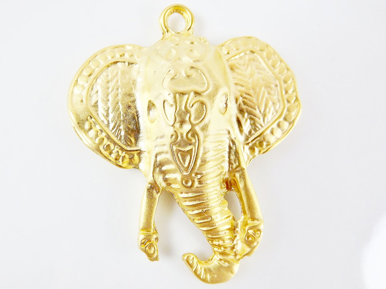 Exotic Elephant Head Pendant - 22k Matte Gold Plated - 1PC - Etsy