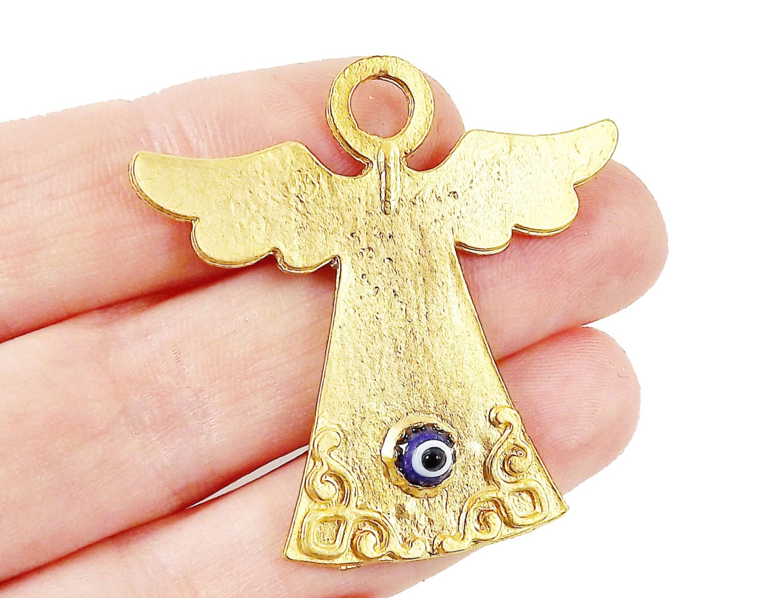 Angel Pendant Blue Evil Eye Lucky Protective Artisan Glass - Etsy