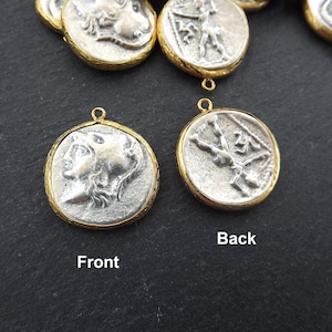 Greek Coin Pendant Gold Frame Bezel, Athena, Slinger and Triskeles ...