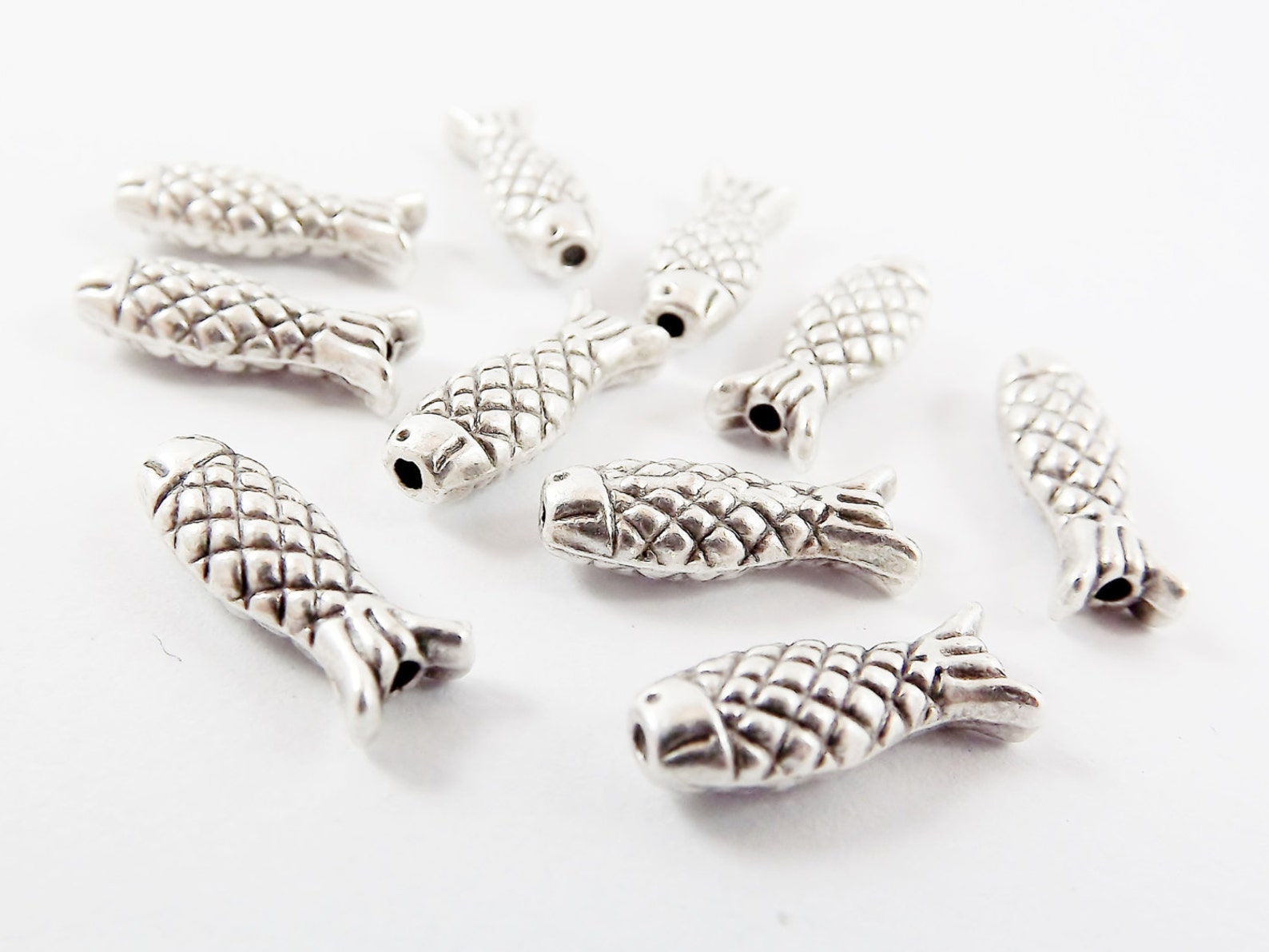 Silver Fish Bead Spacers Matte Antique Silver Plated Bead, 10pcs - Etsy