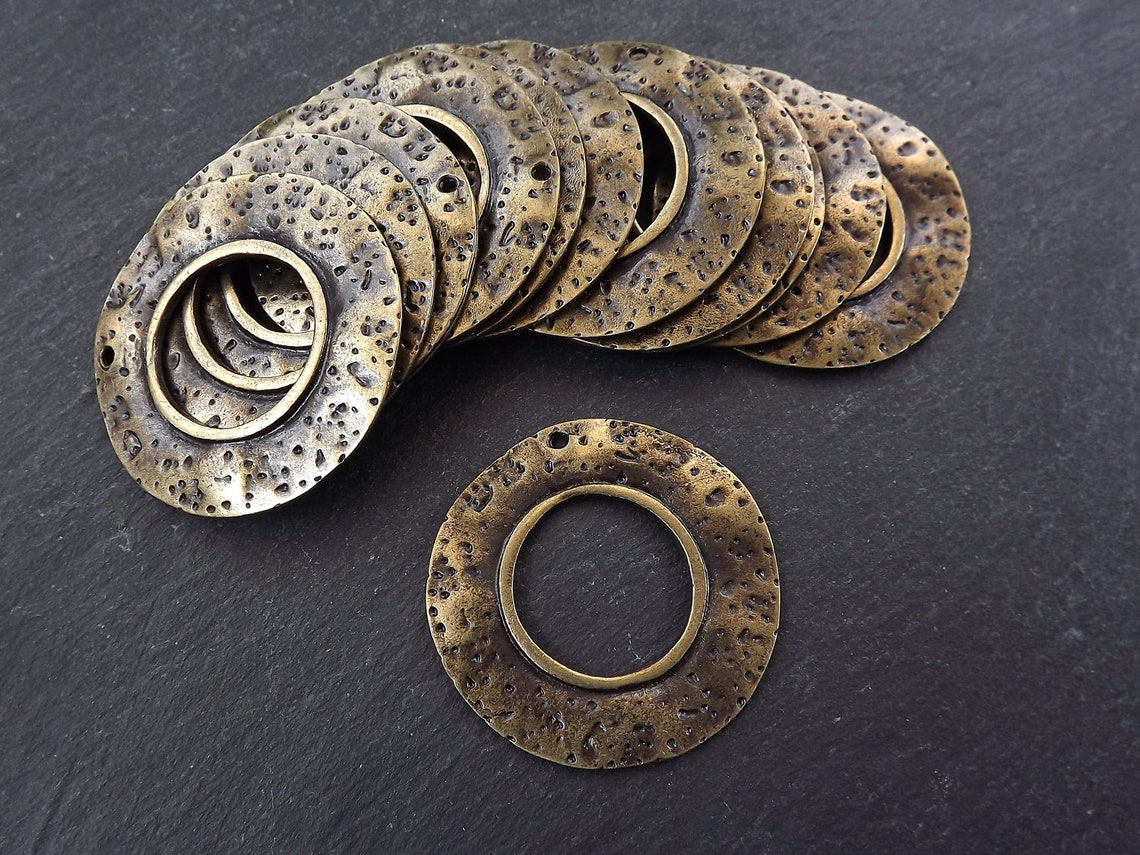 Bronze Loop Pendant Bronze Round Pendant Bronze Disc | Etsy