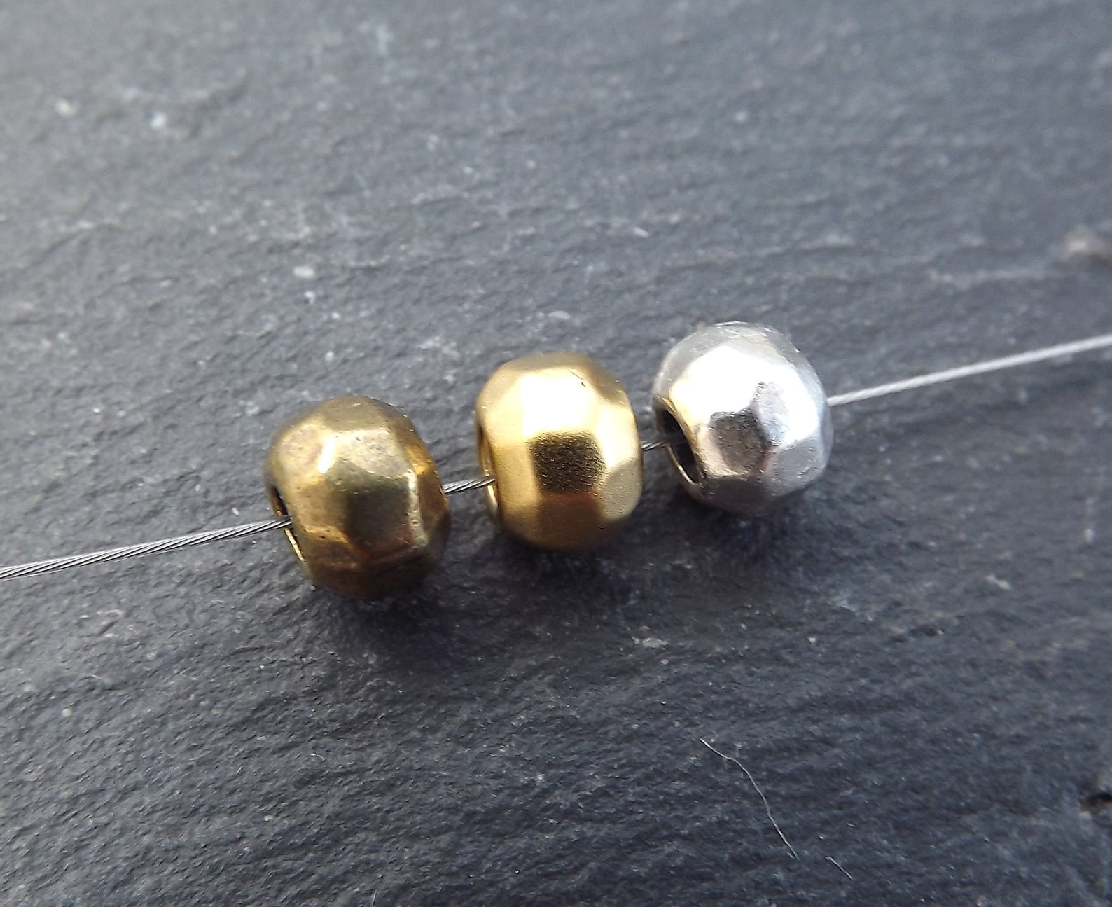 Hexagon Facet Bead Spacers, Bronze Rondelle, Greek Mykonos Bronze Bead ...
