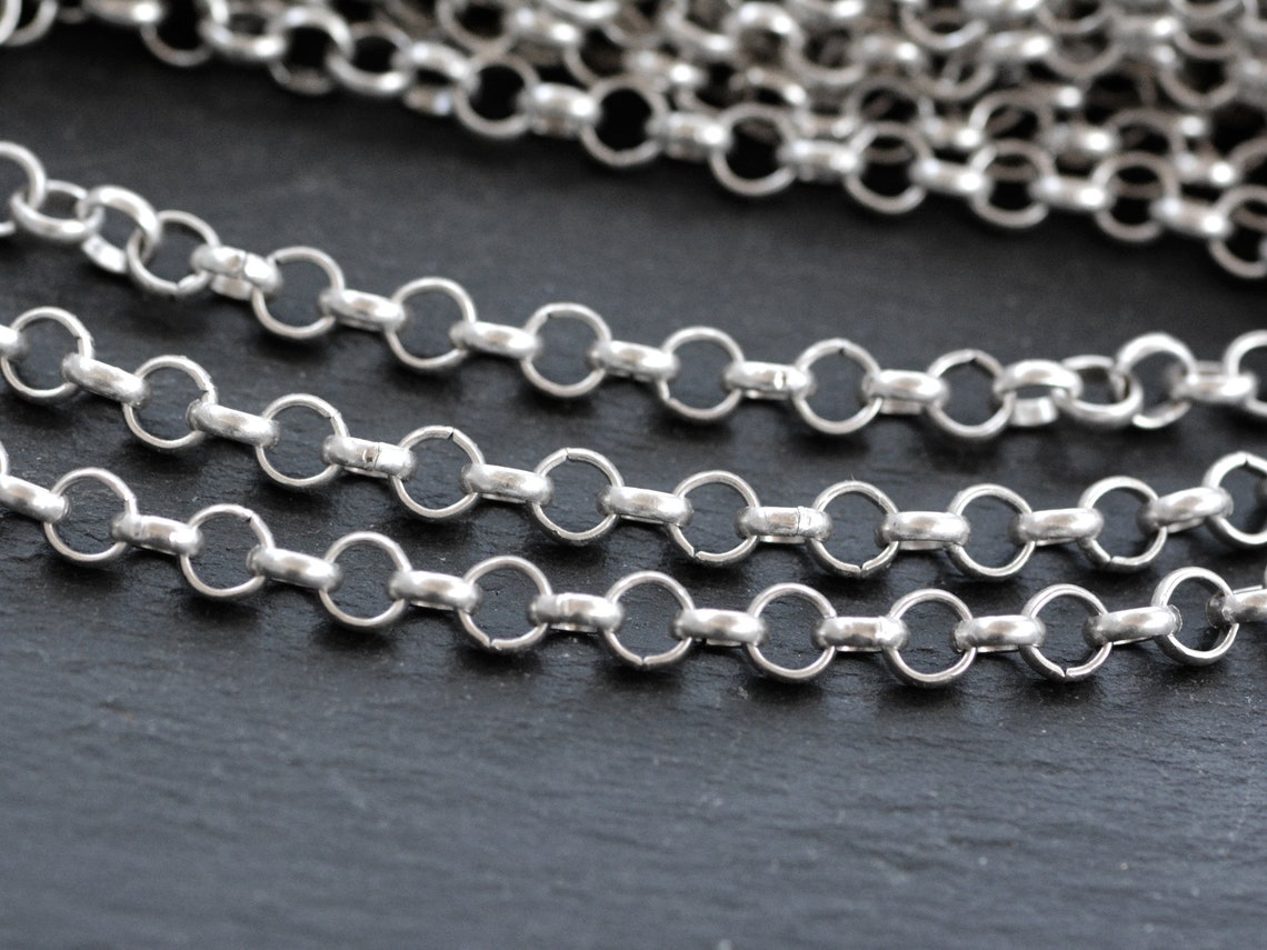 7mm Silver Rolo Chain Chunky Thick Round Link Rolo Chain - Etsy