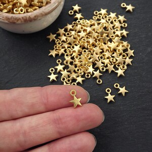 20 Mini Puff Star Charms, Gold Star Charm, Tiny Charms, Drop Charm ...