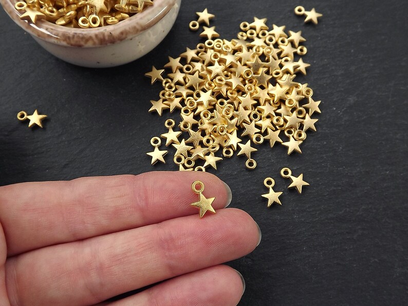 20 Mini Puff Star Charms, Gold Star Charm, Tiny Charms, Drop Charm ...