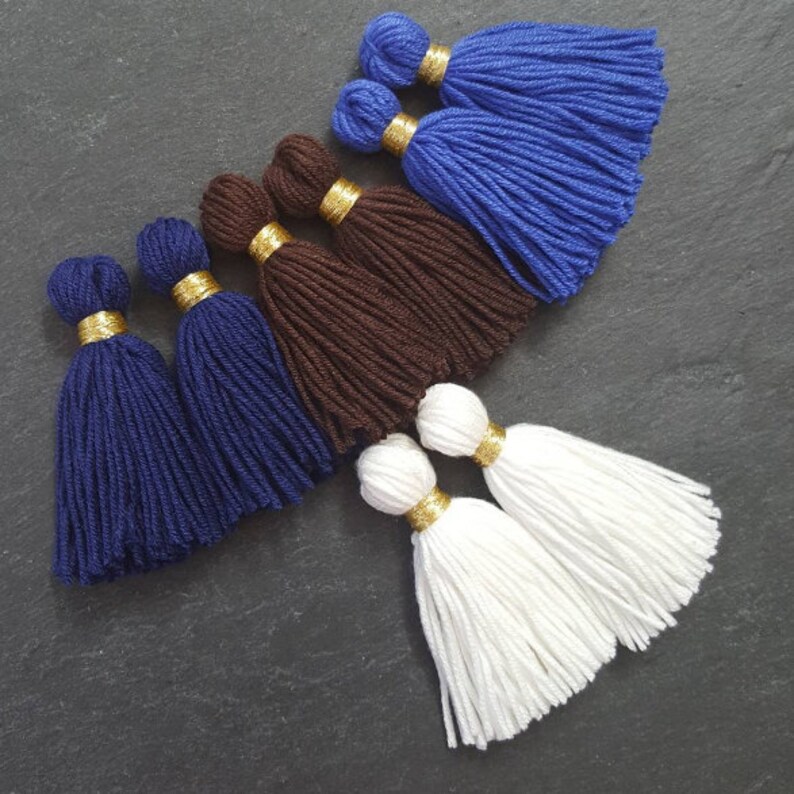 Long Navy Handmade Wool Thread Tassels - 3 Inches - 75mm - 2 Pc - Etsy