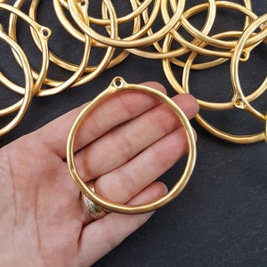 Gold Loop Pendant, Large Gold Loop, Gold Ring Pendant Link Connector ...