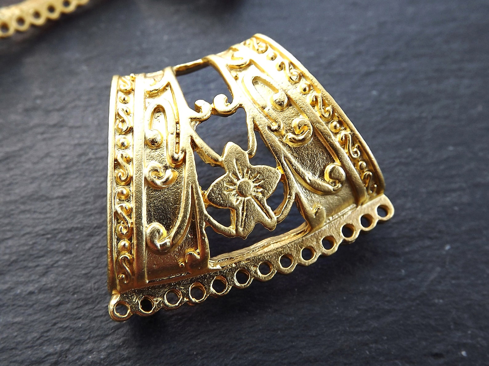 Large Gold Bead Bail Scarf Slider Charm Hanger Necklace | Etsy