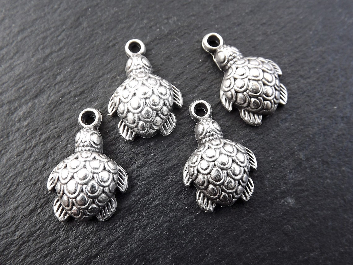 Silver Turtle Charms Sea Turtle Charms Small Turtle Pendant - Etsy