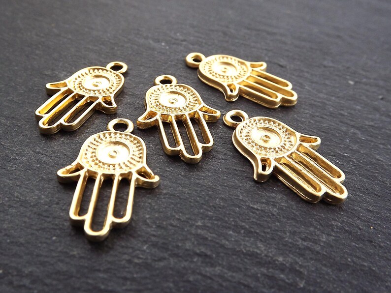 Hamsa Hand Pendant Charms Evil Eye Hand of Fatima Bracelet - Etsy