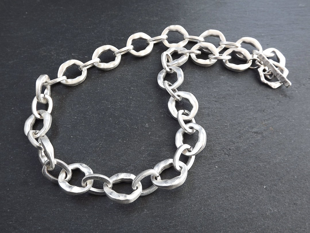 20" Chunky Silver Necklace Chain With Clasp, Thick Trend Statement ...