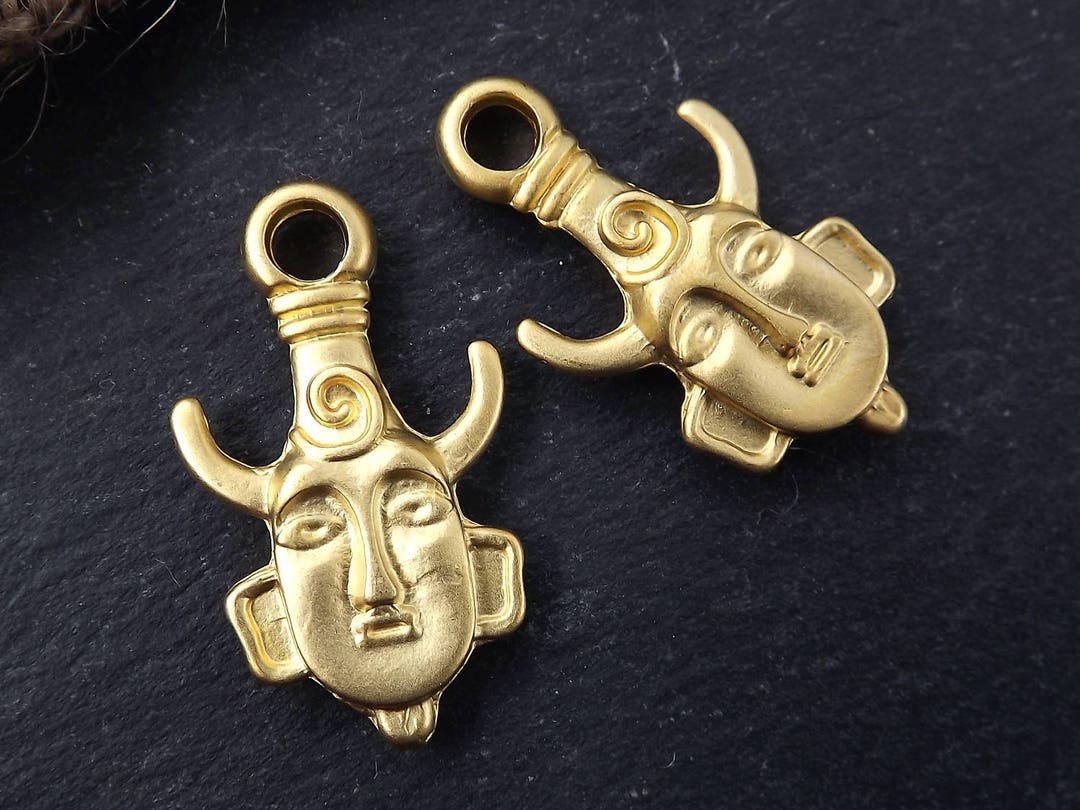 Tribal Mask Charms, Mask Pendant, Ethnic Charms, Gold Mask, African ...