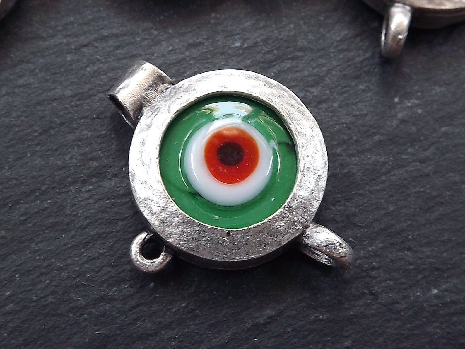 Evil Eye Pendant, Green Evil Eye, Evil Eye Charm, Glass Evil Eye, Green ...