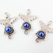 NEW - 3 Mini Angel Charm Connectors With Royal Blue Bead - Matte Silver ...
