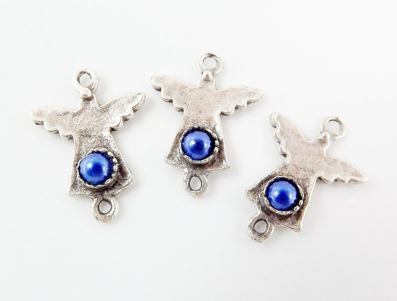 NEW 3 Mini Angel Charm Connectors With Royal Blue Bead - Etsy