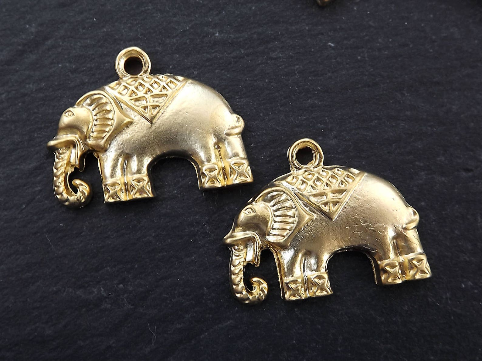 Elephant Charms, Gold Elephant, Gold Charm, Ethnic Elephant, Elephant ...