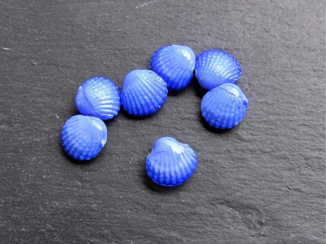 Glass Scallop Shell Bead, Handmade Murano Pressed Clam Beach Spacer ...