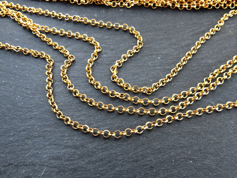 3mm Rolo Chain 22k Gold Plated 1 Meter or 3.3 Feet - Etsy