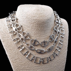 Silver Necklace Chain With Clasp, Chunky Statement Chain, Empty Chain ...