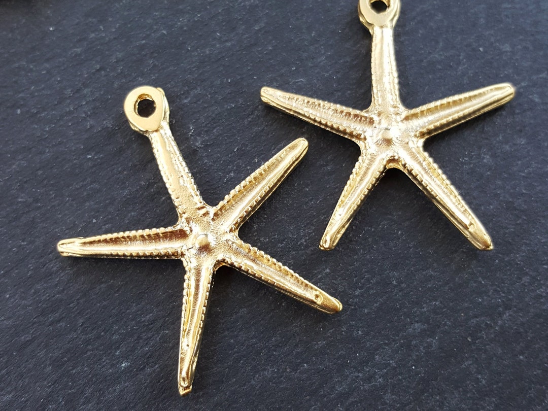 Starfish Necklace Pendant Golden Star Fish Sea Star Creature 22k Matte ...