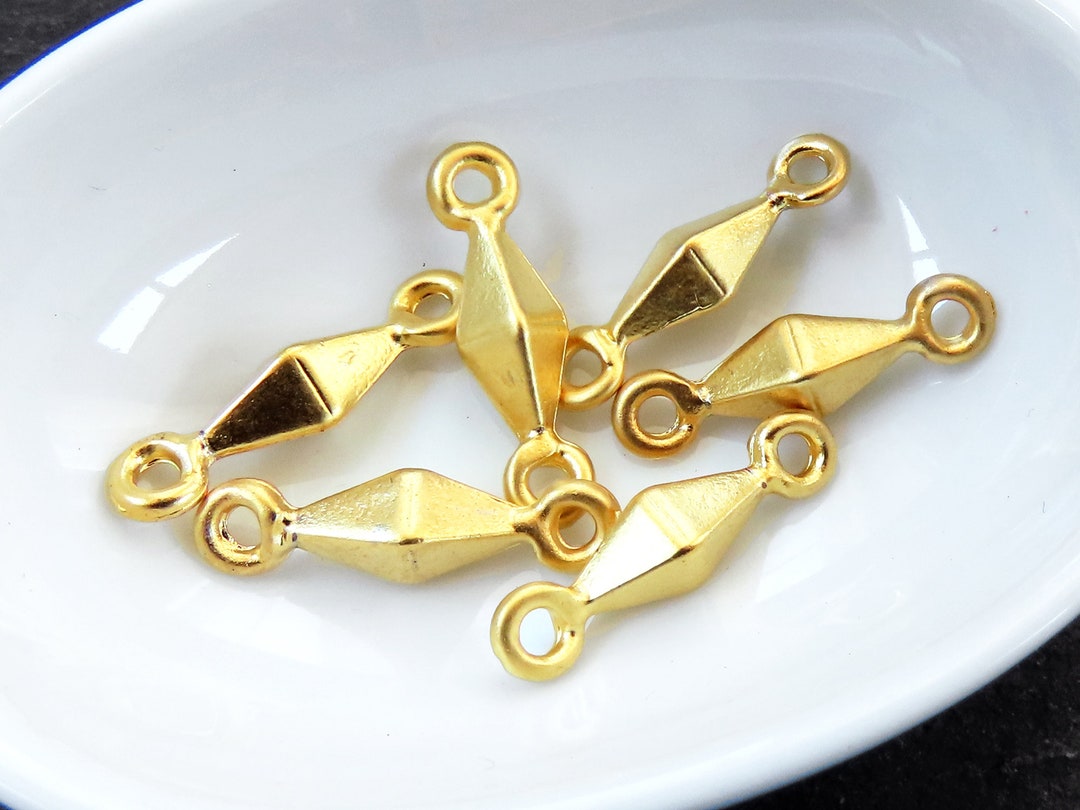 Geometric Diamond Charm Connectors With Two Loops, Connector Links, 22k ...