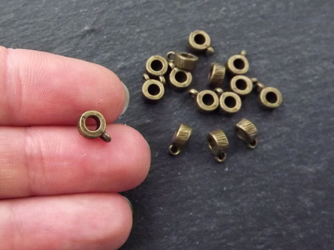 Mini Bead Bail, Charm Holder, Tiny Bail, Cord Bail, Slider Bail, Bronze ...