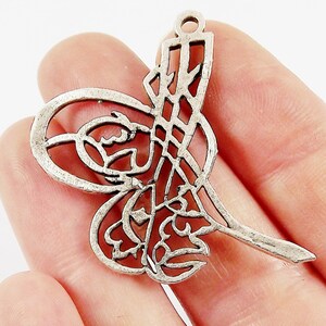 Ottoman Tughra Charms - Tugra - Matte Antique Silver Plated - 2pc - Etsy