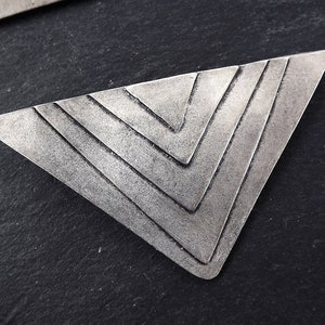 Large Layered Triangle Pendant, Minimalist, Geometric, Silver Triangle ...