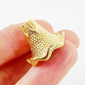 2 Large Chunky Fluted Cone Bead End Caps - 22k Matte Gold Plated Round ...