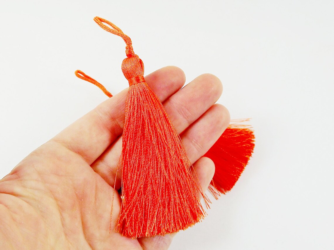 Long Tangerine Orange Silk Thread Tassels - 3 Inches - 77mm - 2 Pc - Etsy