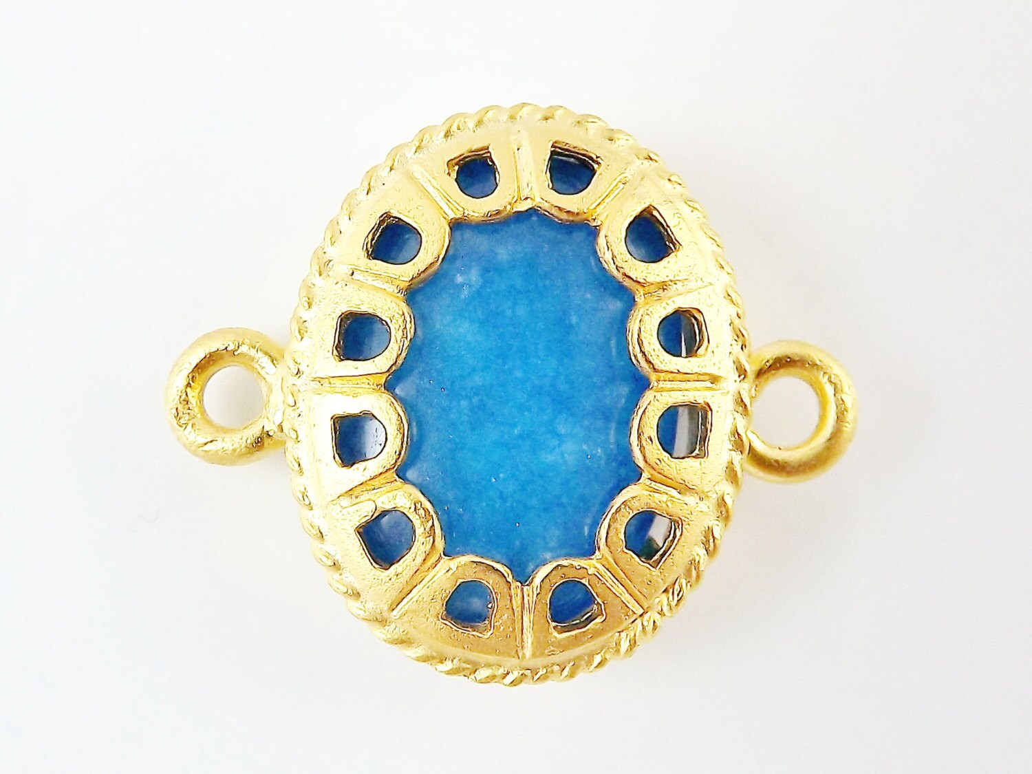 Blue Jade Scalloped Connector Gold Plated Bezel 1pc - Etsy