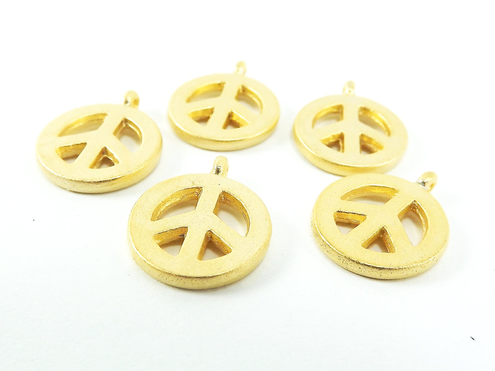 5 Peace Symbol Pendant Charms 22k Matte Gold Plated | Etsy