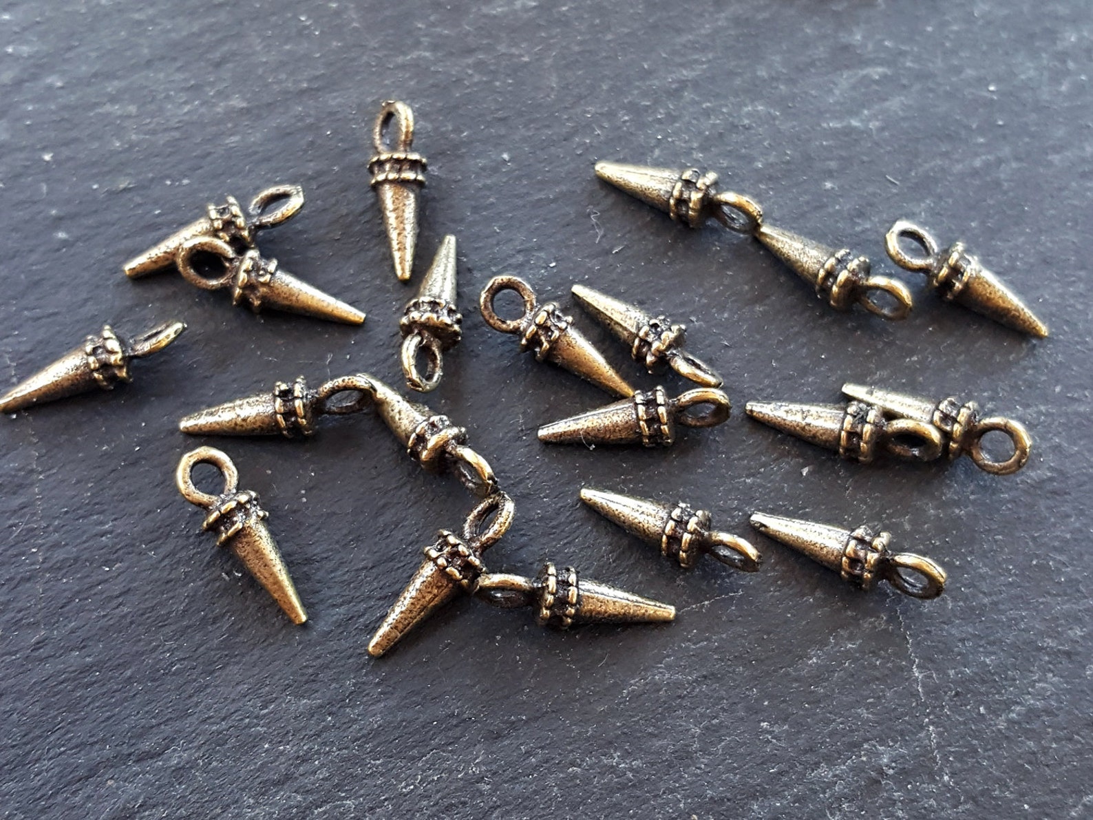 20 Mini Spike Charms Ethnic Tribal Style Antique Bronze Plated - Etsy