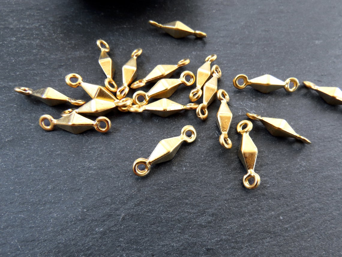 Geometric Diamond Charm Connectors With Two Loops, Connector Links, 22k ...